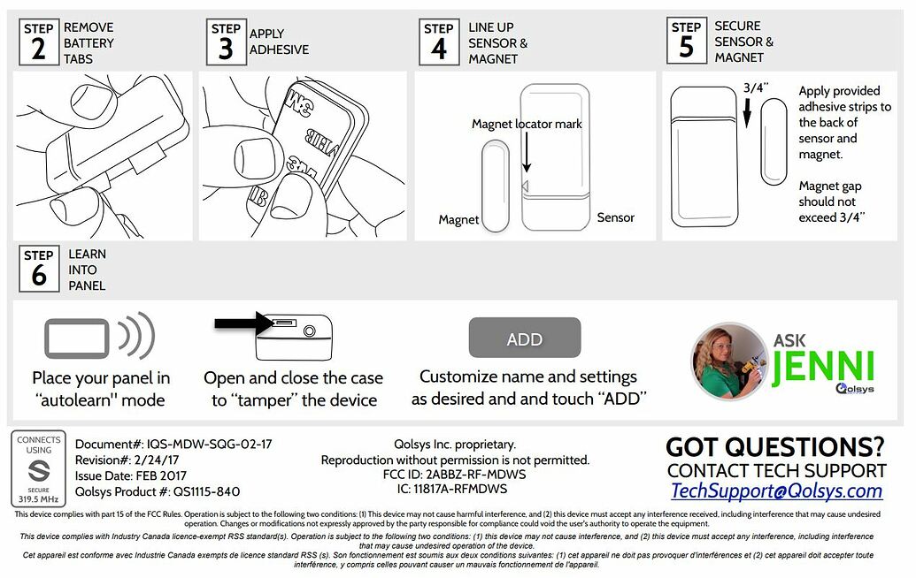 Qolsys IQ Mini Door Window Sensor - QS1135-840 - Product Docs - Surety ...