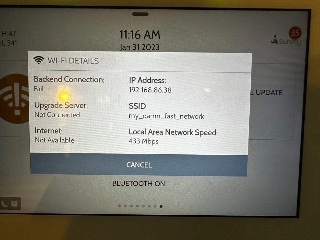 IQ Panel - Wifi connected but no internet - Support - Surety Support Forum