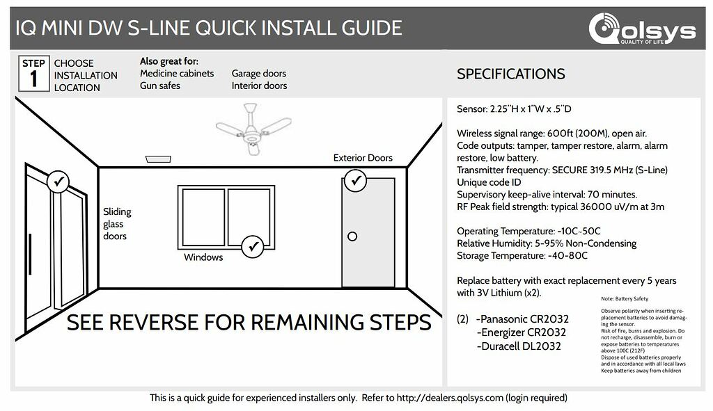 Qolsys IQ Mini Door Window Sensor - QS1135-840 - Product Docs - Surety ...